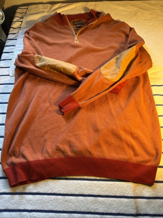 Oak Hill | Sweaters | Oak Hill Mens Rust Halfzip Sweater With Tan Elbow ...